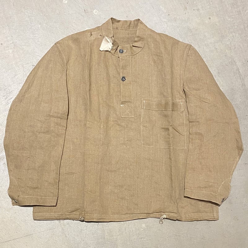 1930〜40's Germany Navy Herringbone Linen Smock 1930〜40's Germany Navy Herringbone Linen Smock