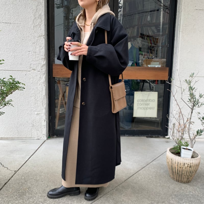 フェイクウールステンカラーロングコート | BLATE フェイクウールステンカラーロングコート | BLATE