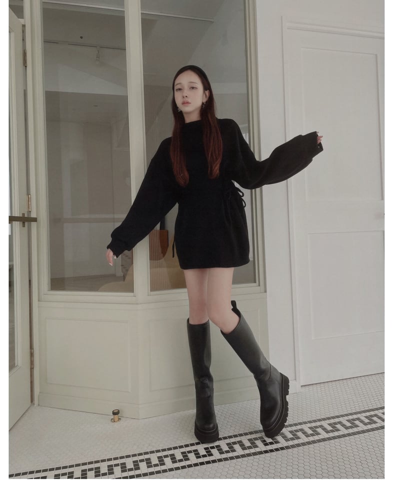 ウェストリボンニットチュニックワンピース /Waist Ribbon Knit ウェストリボンニットチュニックワンピース /Waist Ribbon Knit