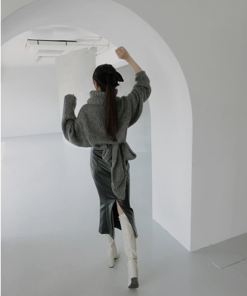 バックリボンローゲージニット /Back Ribbon Low Gauge Knit | FI バックリボンローゲージニット /Back Ribbon Low Gauge Knit | FI