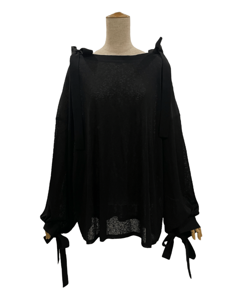 シアーリボントップ /Sheer Ribbon Top | FICTION TOKYO OFF シアーリボントップ /Sheer Ribbon Top | FICTION TOKYO OFF