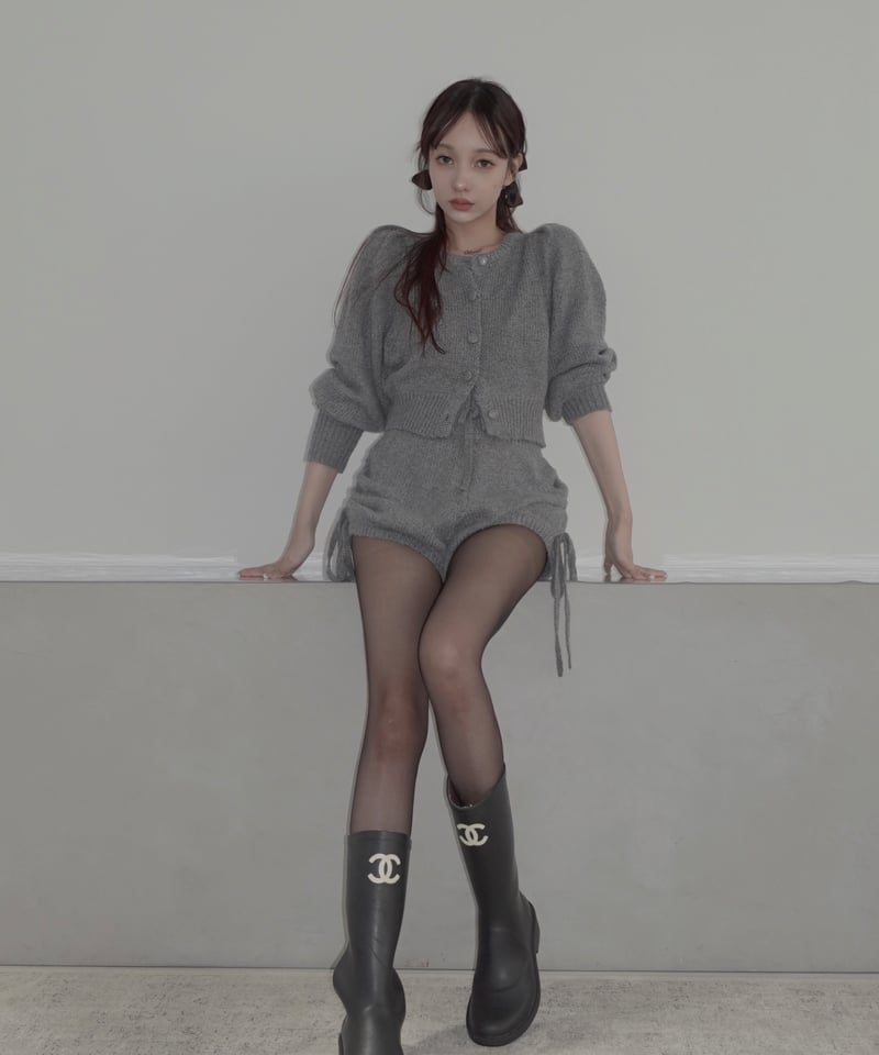 サイドリボンニットショートパンツ /Side Ribbon Knit Short サイドリボンニットショートパンツ /Side Ribbon Knit Short