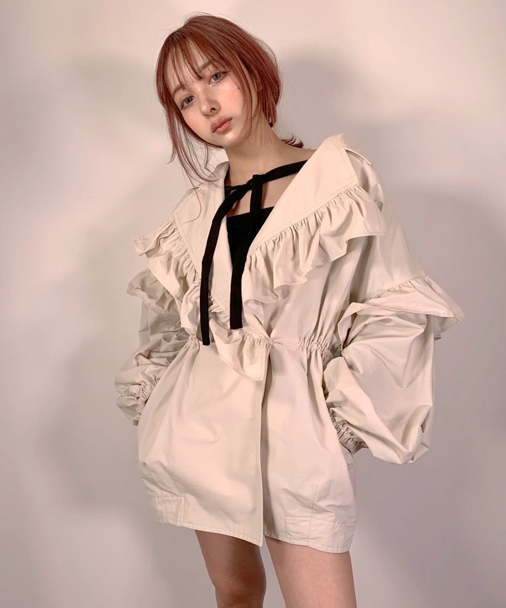 フリルカラージャケット Raffled Collar Jacket | FICTION TOK フリルカラージャケット Raffled Collar Jacket | FICTION TOK