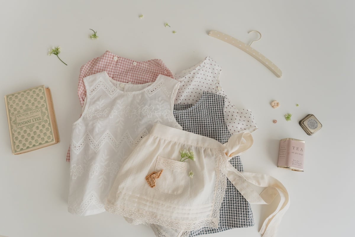 【即納】bonbon apron : dobby cream | K du ciel