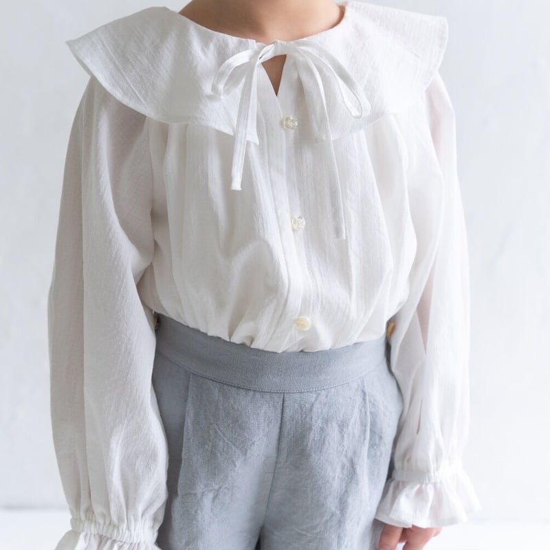 frilly collar blouse : dot dobby white | K du ciel frilly collar blouse : dot dobby white | K du ciel