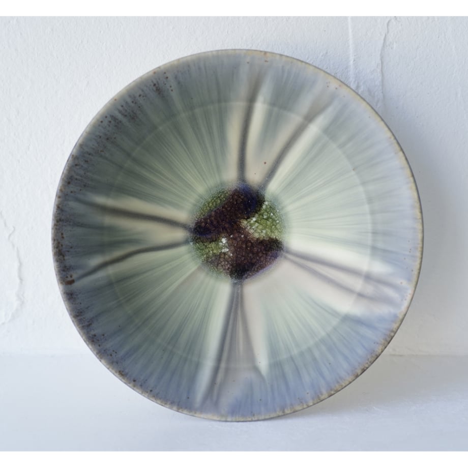 NO.14-F 岩崎龍二 Φ20.5㎝ 7寸リム鉢 ブルーグレー 灰流し | JIBITA