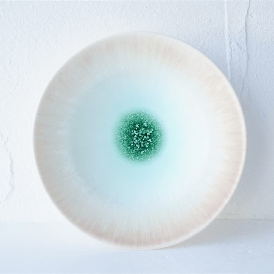 NO.11-A2 岩崎龍二 Φ18.2㎝ 6寸リム鉢 桃+アイスグリーン | JIBITA