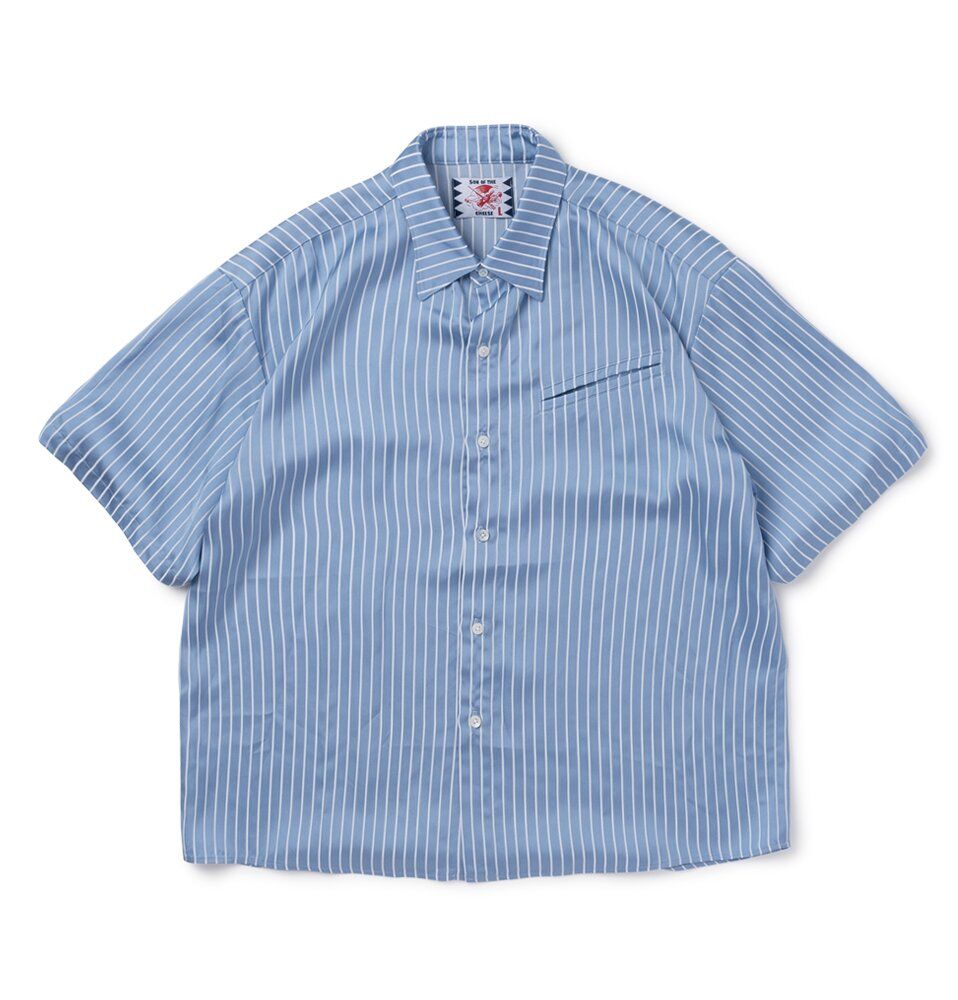 SON OF THE CHEESE /Satin Stripe Shirt ( BLUE ) SON OF THE CHEESE /Satin Stripe Shirt ( BLUE )
