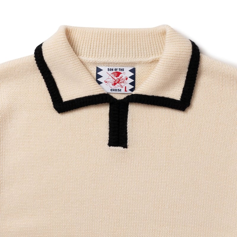 SON OF THE CHEESE / Line Polo Knit ( WHITE ) | SON OF THE CHEESE / Line Polo Knit ( WHITE ) |