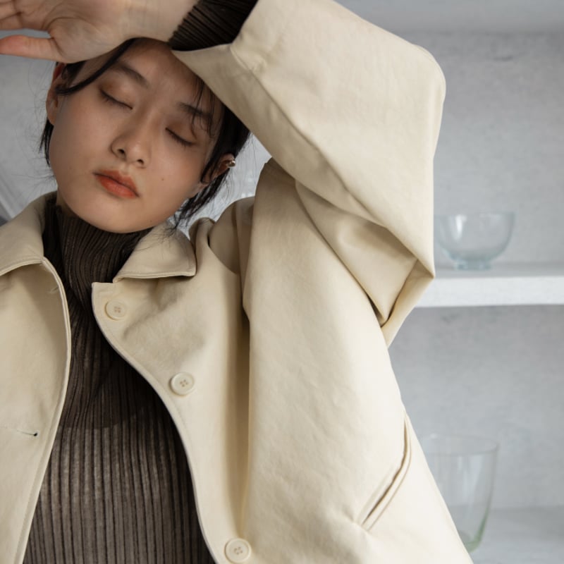 nokcha original】eco leather over jacket/ivory_ nokcha original】eco leather over jacket/ivory_