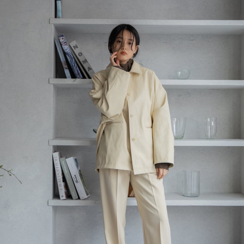 nokcha original】eco leather over jacket/ivory_ nokcha original】eco leather over jacket/ivory_
