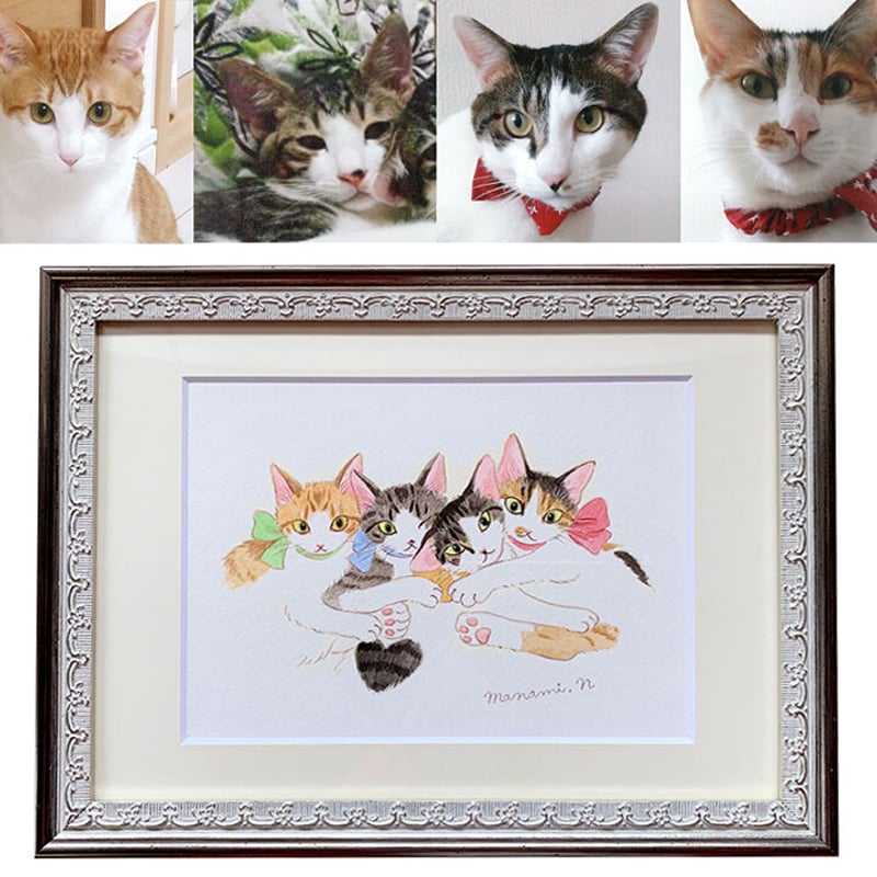 愛猫オーダー/B6サイズ(額付き) | Ribbon Cat - リボン 愛猫オーダー/B6サイズ(額付き) | Ribbon Cat - リボン