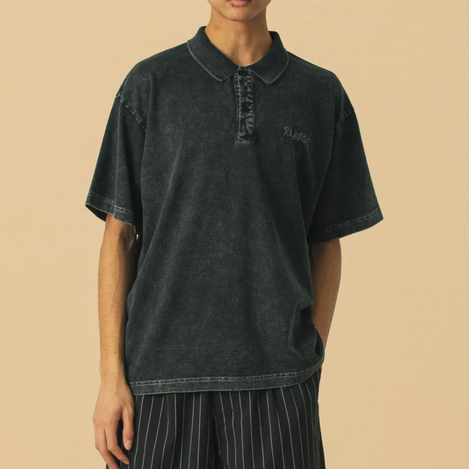 XLARGE | CHEMICAL WASH SLANTED OG POLO SHIRT(BL XLARGE | CHEMICAL WASH SLANTED OG POLO SHIRT(BL