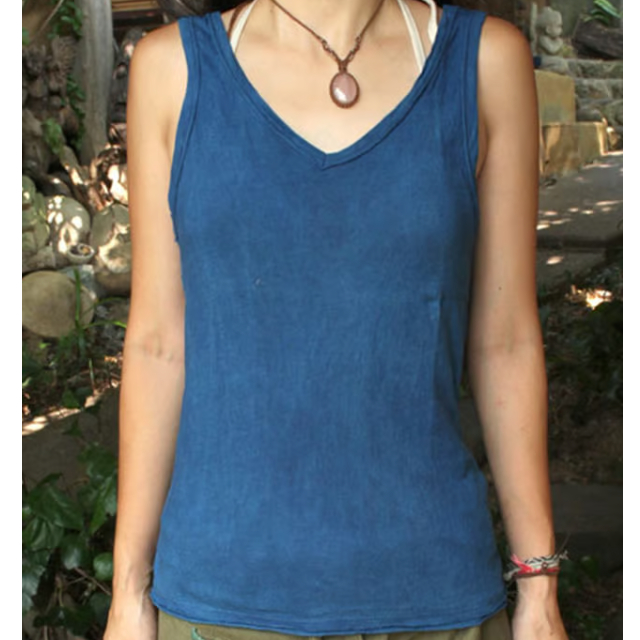 【ヘンプコットン・草木染め Vネック タンクトップ 】 | manma naturals