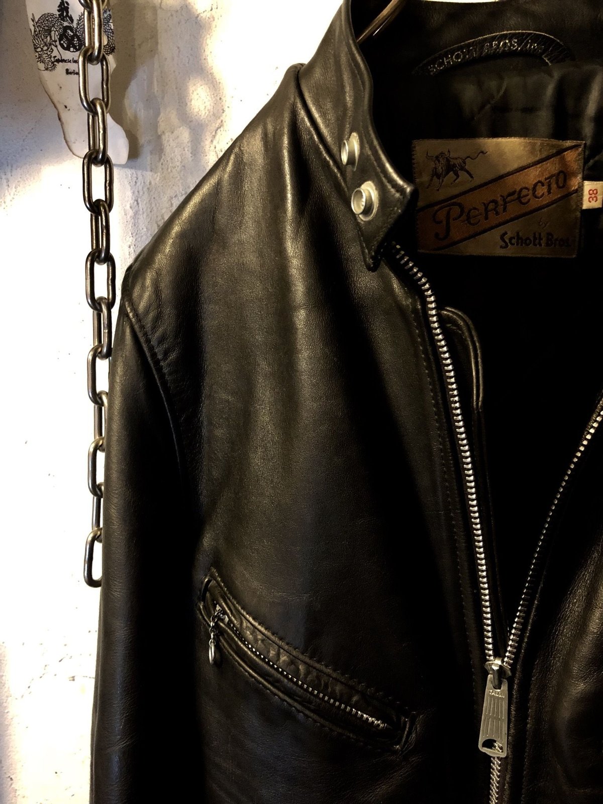 目玉美品ヴィンテージ Schott 70年代牛タグPERFECTO U.S.A. 逆ハ 目玉美品ヴィンテージ Schott 70年代牛タグPERFECTO U.S.A. 逆ハ