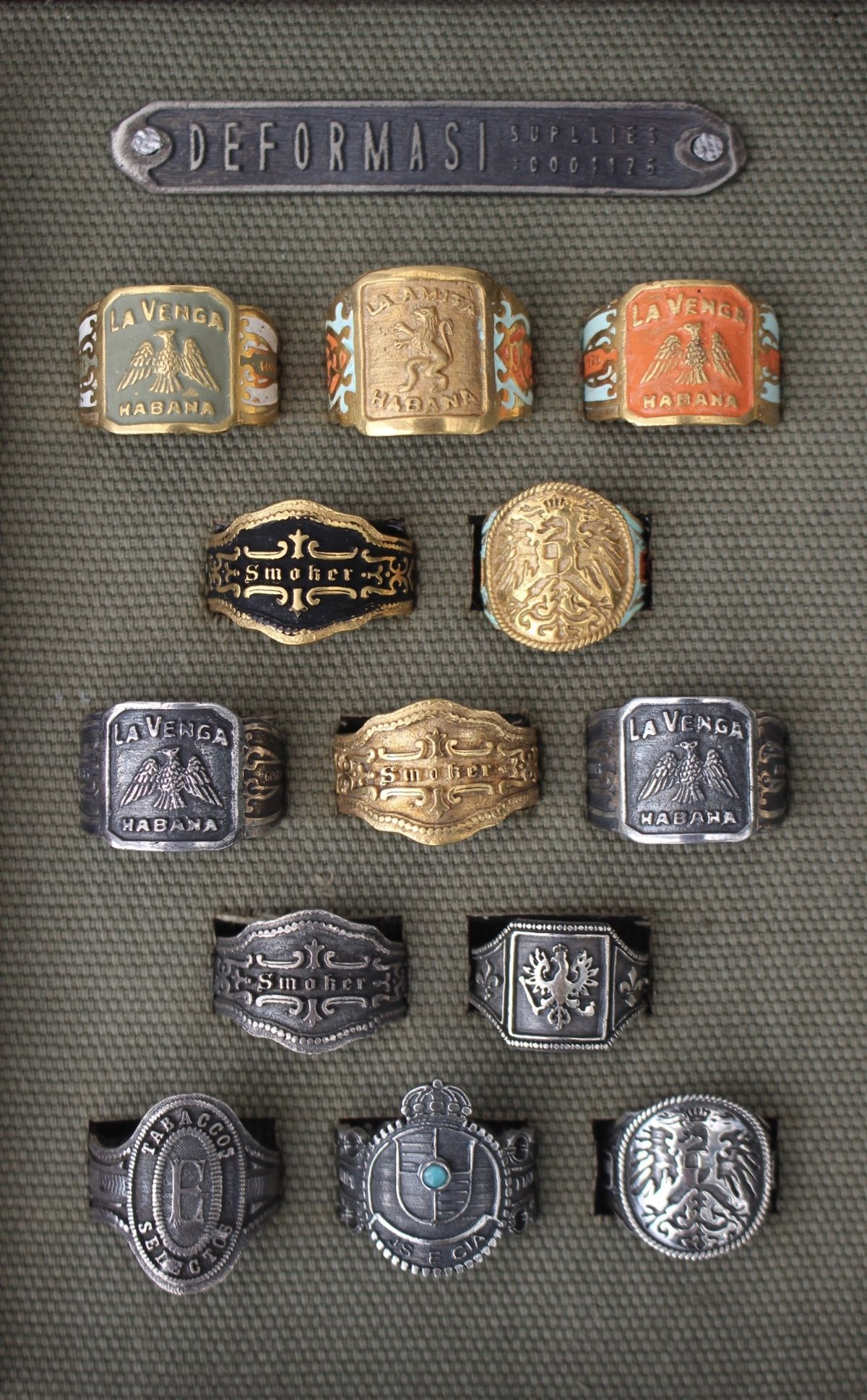 "Cigar label" Silver ring / Sol | deformasi