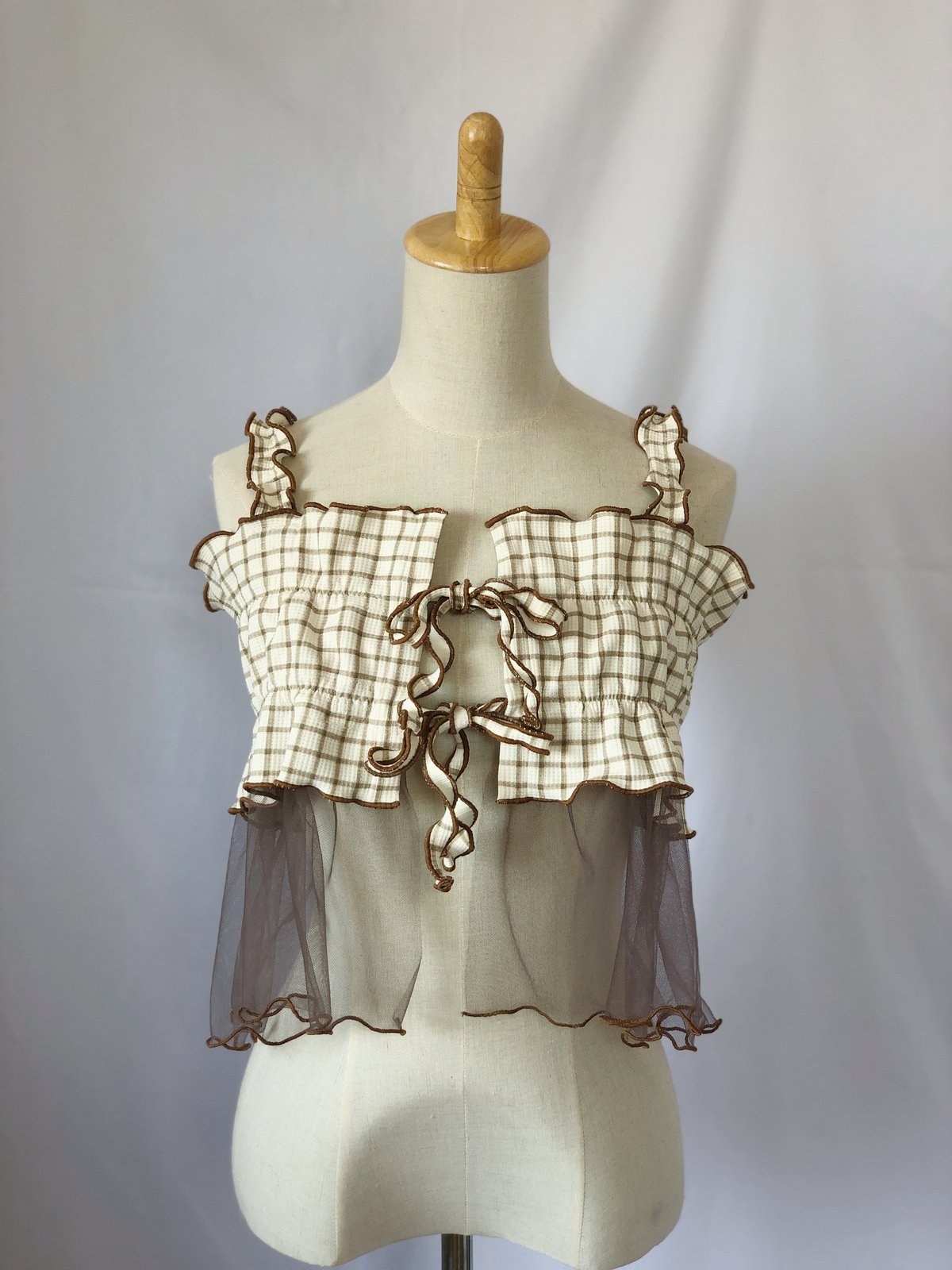 ブラウンチェックチュールメローリボンビスチェ | TOIRO' S STORE