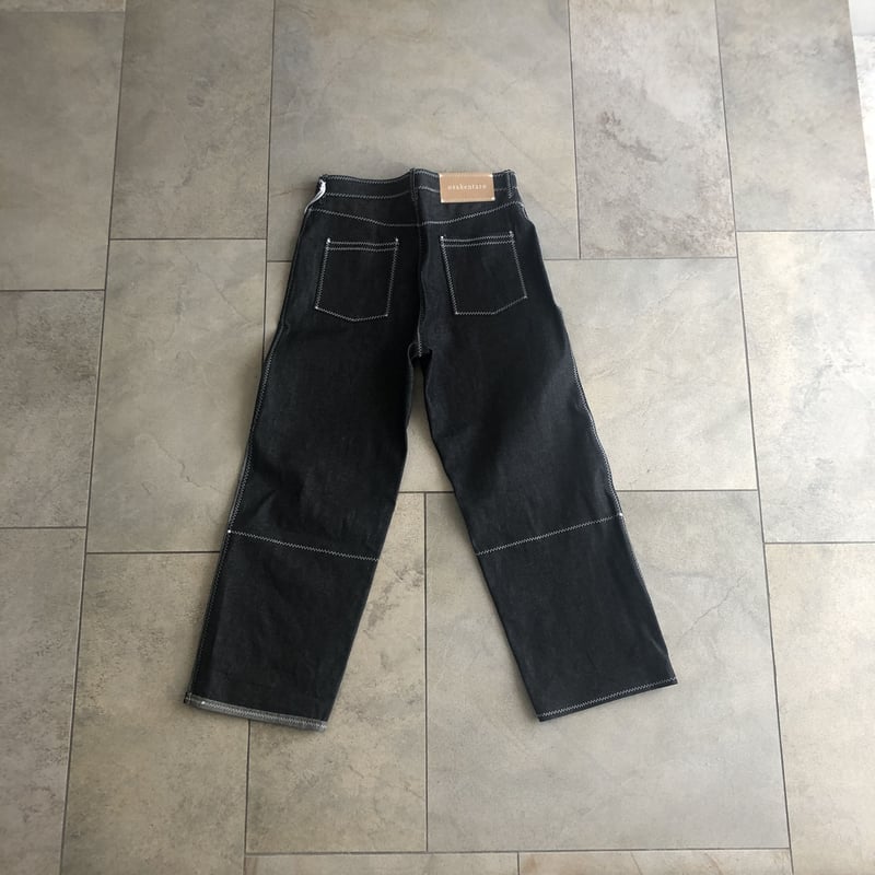ジグザグステッチのデニムパンツ ブラック×ホワイト(サイズ3 ジグザグステッチのデニムパンツ ブラック×ホワイト(サイズ3