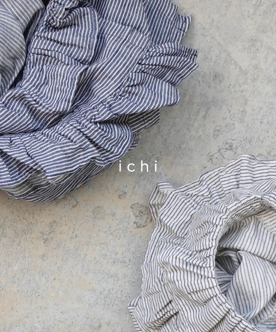 i c h i 250411 INDIGO Selvage Stripe Frill Sh...