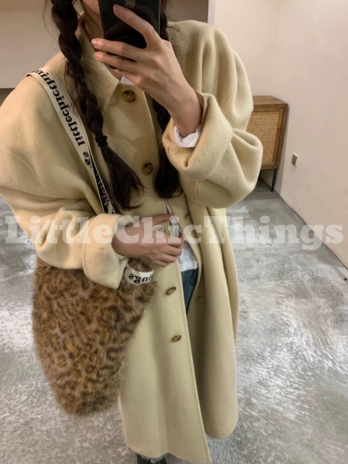 予約販売】LittleChicThings レオパード柄ファーバッグ 2タイプ 予約販売】LittleChicThings レオパード柄ファーバッグ 2タイプ