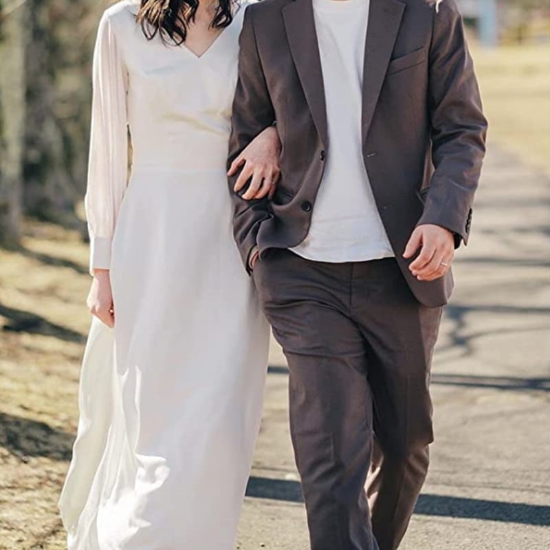 ウエディングドレス 結婚式 二次会ドレス シンプル 長袖 Vネック ウエディングドレス 結婚式 二次会ドレス シンプル 長袖 Vネック