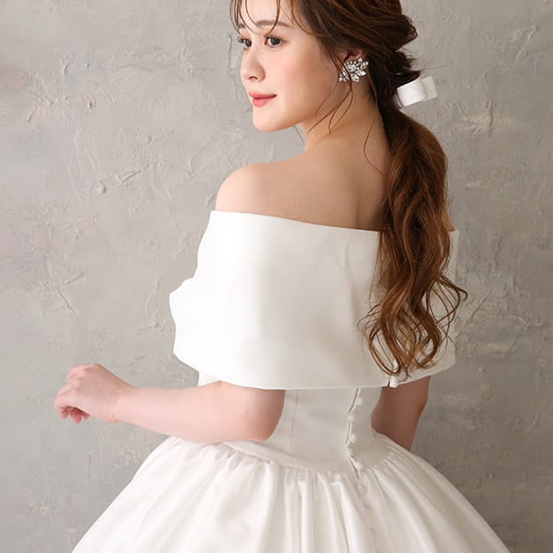 パーティードレス オフショルダー くるみボタン 披露宴/結婚式 パーティードレス オフショルダー くるみボタン 披露宴/結婚式