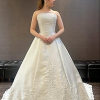 2 Way パフスリーブ オーガンジー ウェディングドレス 2次会 前 2 Way パフスリーブ オーガンジー ウェディングドレス 2次会 前