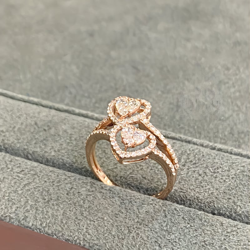 ダイヤモンドダブルハート18Kリング | IRIS Gem & Jewellery ダイヤモンドダブルハート18Kリング | IRIS Gem & Jewellery
