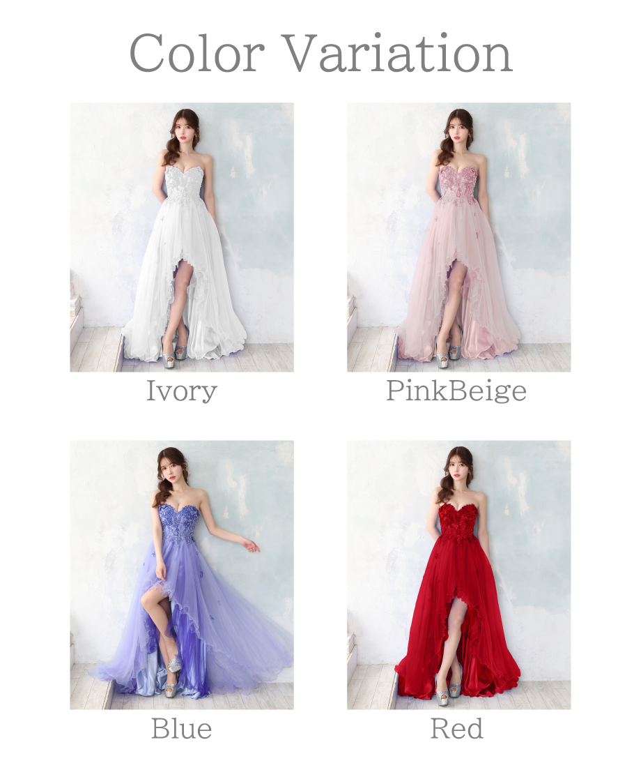 JEAN MACLEAN】フラワーレース/ベア/ハイ&ロー/Dress【41688 JEAN MACLEAN】フラワーレース/ベア/ハイ&ロー/Dress【41688