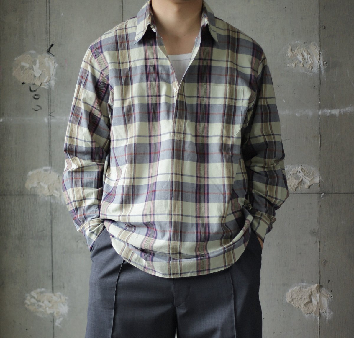 D.C.WHITE【IVY B.D.Madras Pullover】BEIGE | alley