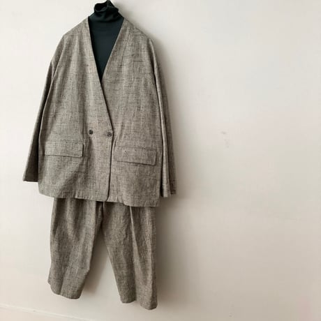yuni コットンレーヨンシルク SLAB NEP TWEED GUM TACK PANTS...