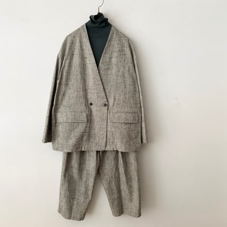 yuni コットンレーヨンシルク SLAB NEP TWEED GUM TACK PANTS...