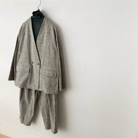 yuni コットンレーヨンシルク SLAB NEP TWEED GUM TACK PANTS...