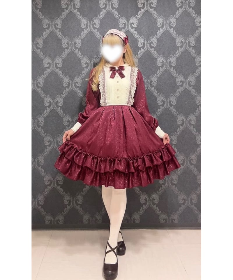 Pina sweetcollection/ローズジャガードワンピース(ワイン Pina sweetcollection/ローズジャガードワンピース(ワイン