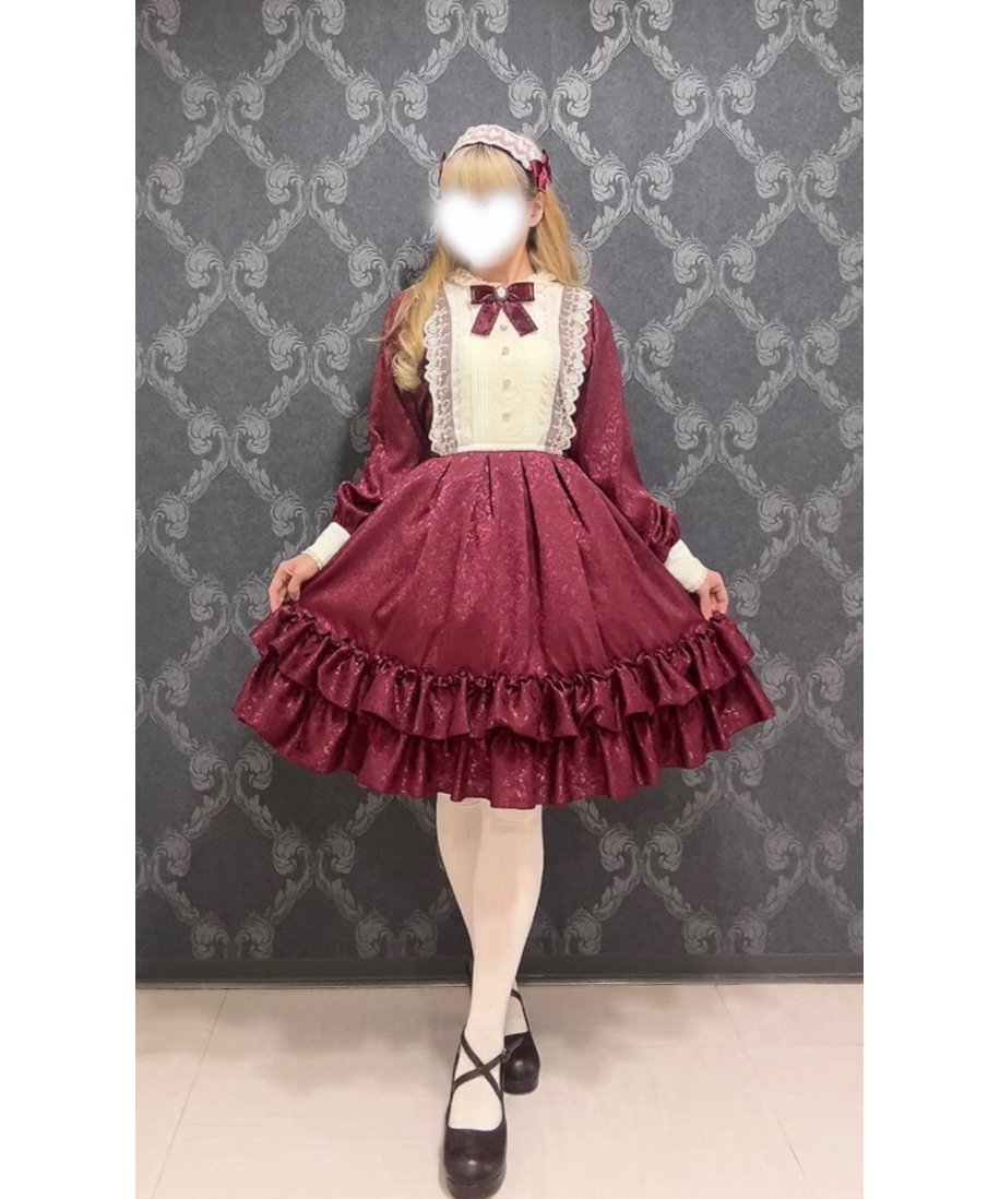 Pina sweetcollection/ローズジャガードワンピース(ワイン Pina sweetcollection/ローズジャガードワンピース(ワイン