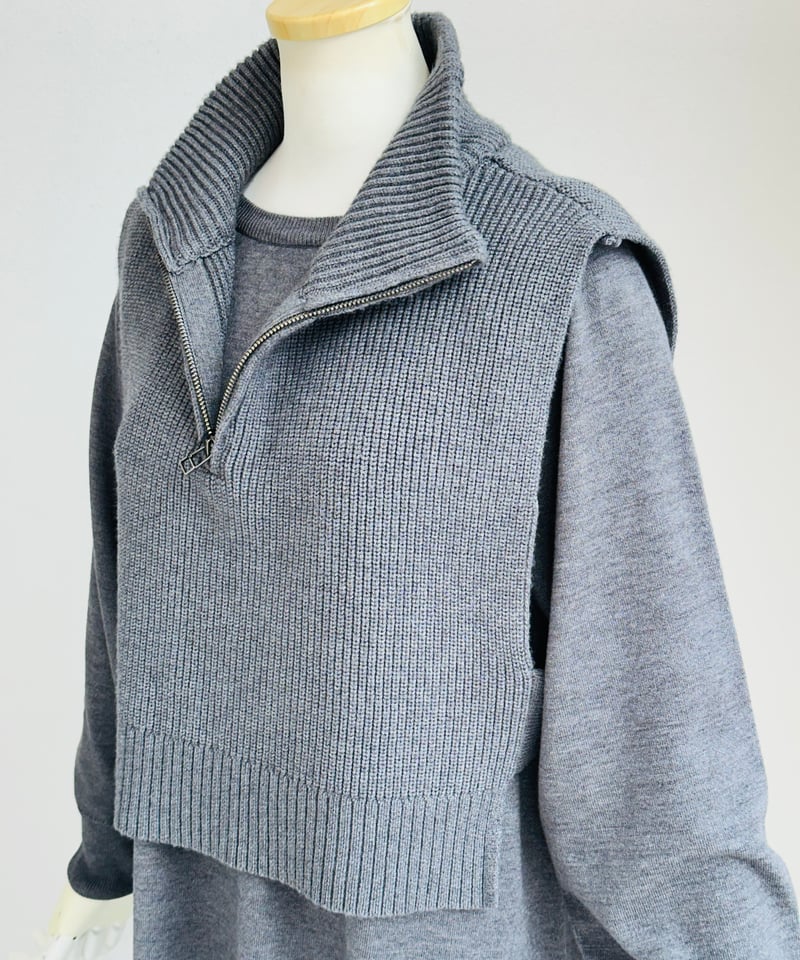 短丈ZIPジレ&ニットワンピースSET 452-85612 | BlueOnionStore 短丈ZIPジレ&ニットワンピースSET 452-85612 | BlueOnionStore