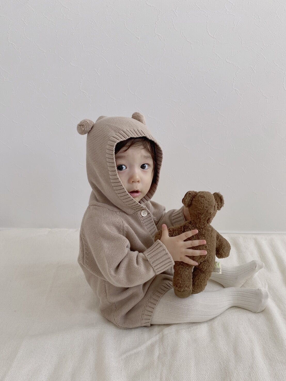 くま耳フードニットロンパース(3316) | こどもふく moco kids くま耳フードニットロンパース(3316) | こどもふく moco kids