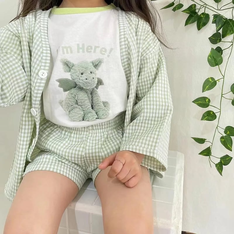 5animal ギンガムチェックセットアップ(569) | こどもふく moco kids 5animal ギンガムチェックセットアップ(569) | こどもふく moco kids