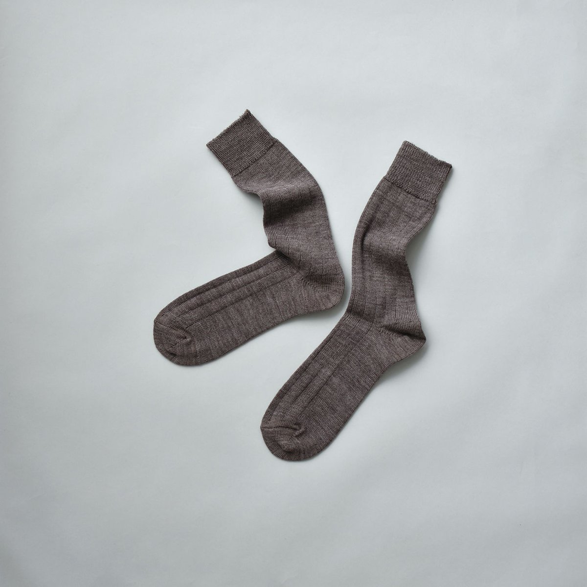 MERINO WOOL RIB SOCKS / 25-27cm Heather gray