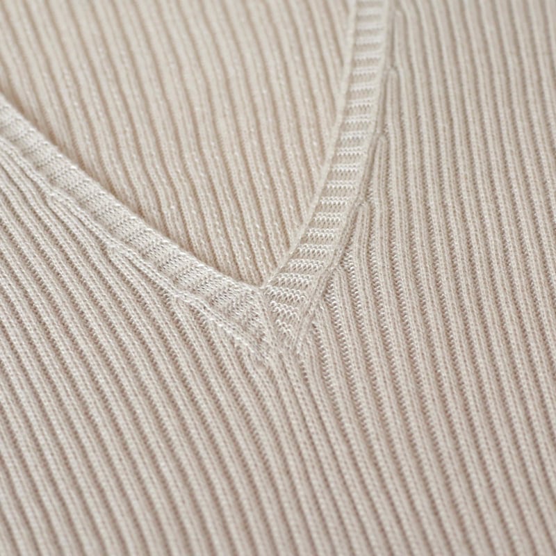 ふわふわシルクVネックリブセーター5分袖〚SW1370〛 | & Silk ふわふわシルクVネックリブセーター5分袖〚SW1370〛 | & Silk