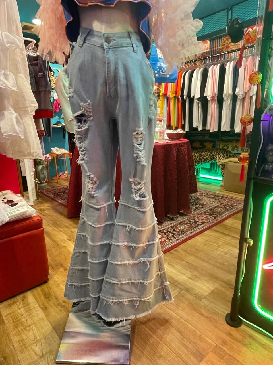 グランジ加工 フレア デニムパンツ | GUGU グランジ加工 フレア デニムパンツ | GUGU