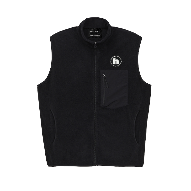 h-logo フリースベスト BLACK / M / L / XL | HIDEOUT (ハイ h-logo フリースベスト BLACK / M / L / XL | HIDEOUT (ハイ
