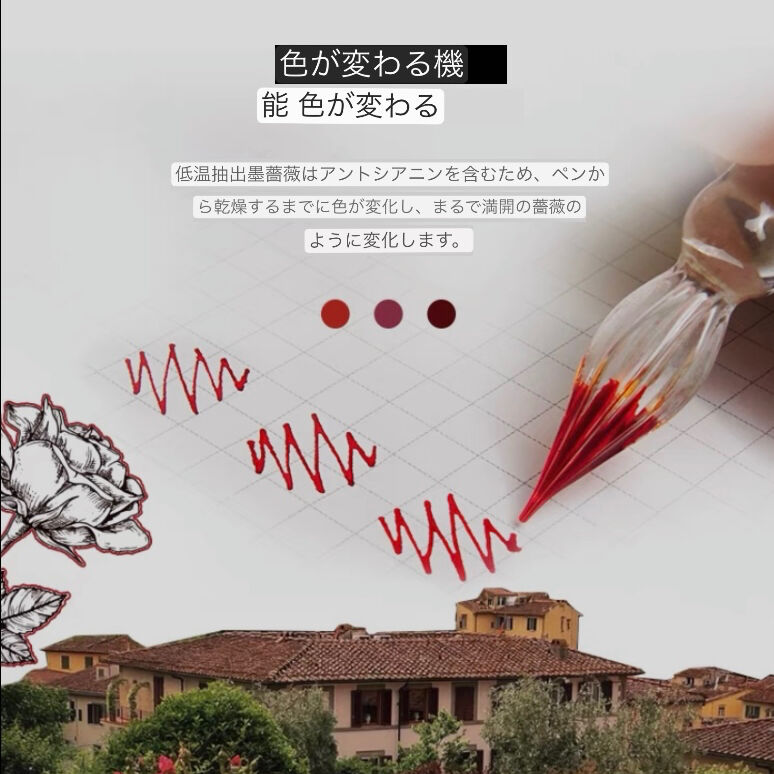 星墨 冷萃墨水 玫瑰(バラ) ラメなし 天然色素コールドブリューインク 35ml | 薫月文具堂