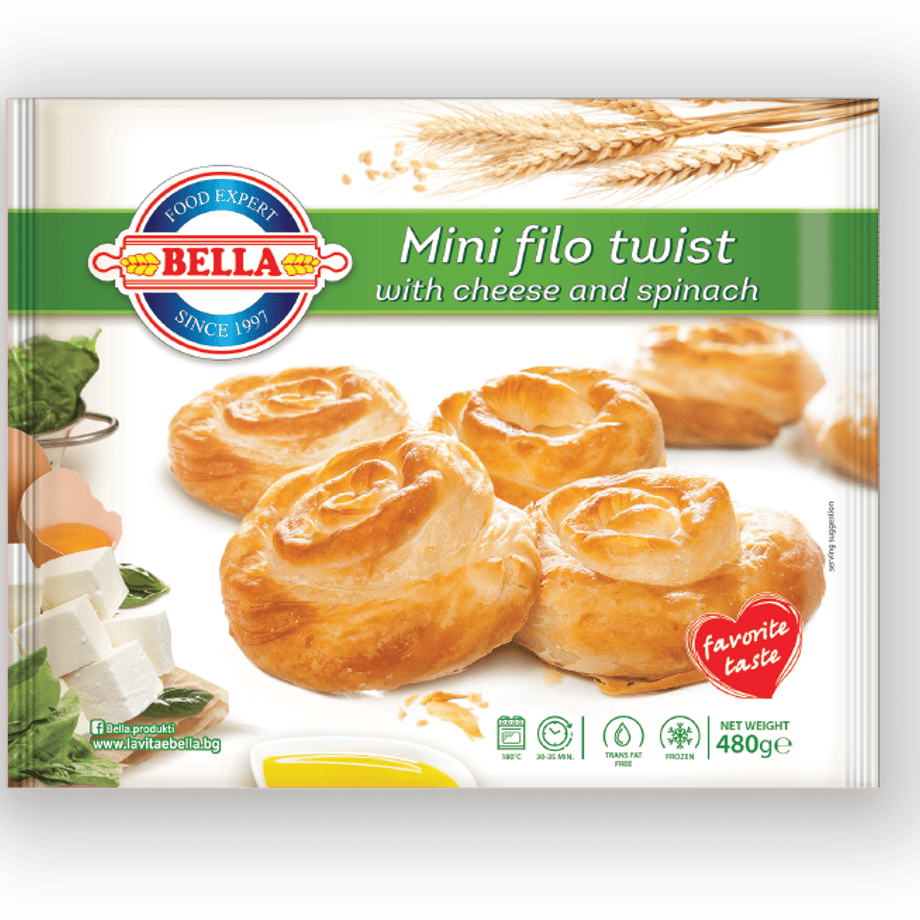 BELLA社 バニツァ（Banitsa）ミニツイストチーズ＆ほうれん草パイ 480g（8個入り...