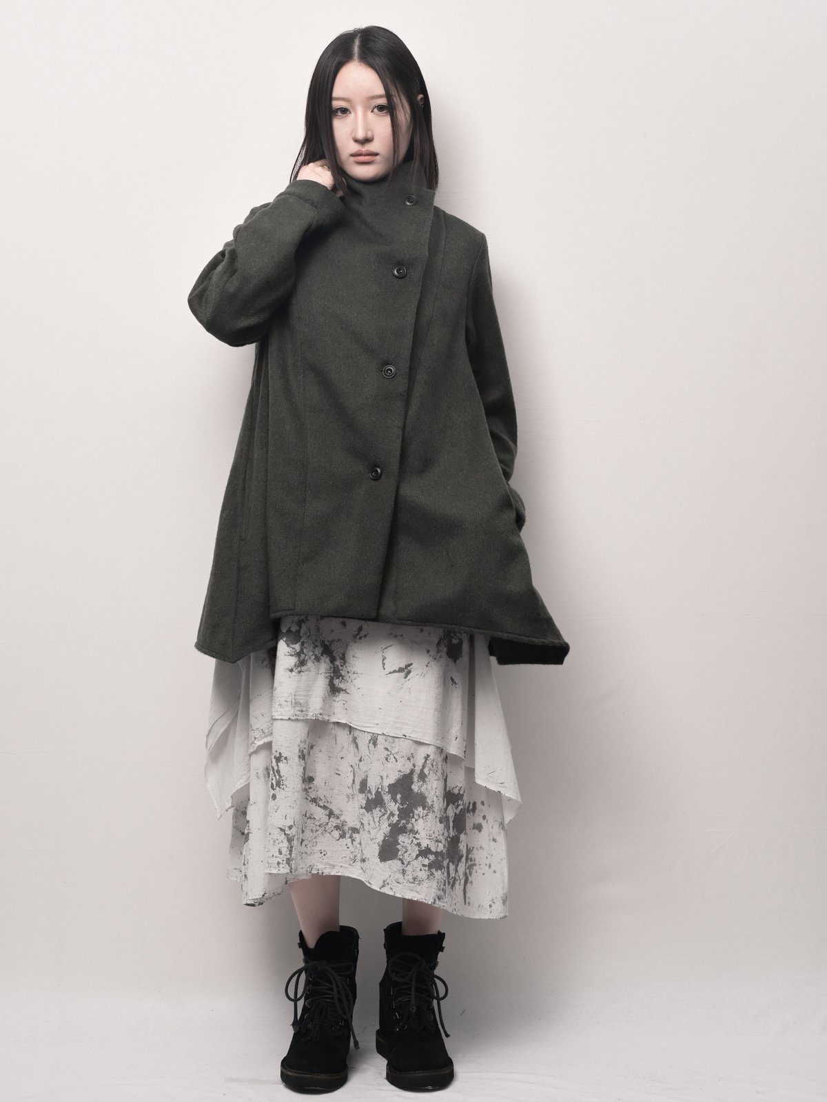 麹塵-kikujin-エコウールショートコーディガン | I R O F U S I 麹塵-kikujin-エコウールショートコーディガン | I R O F U S I