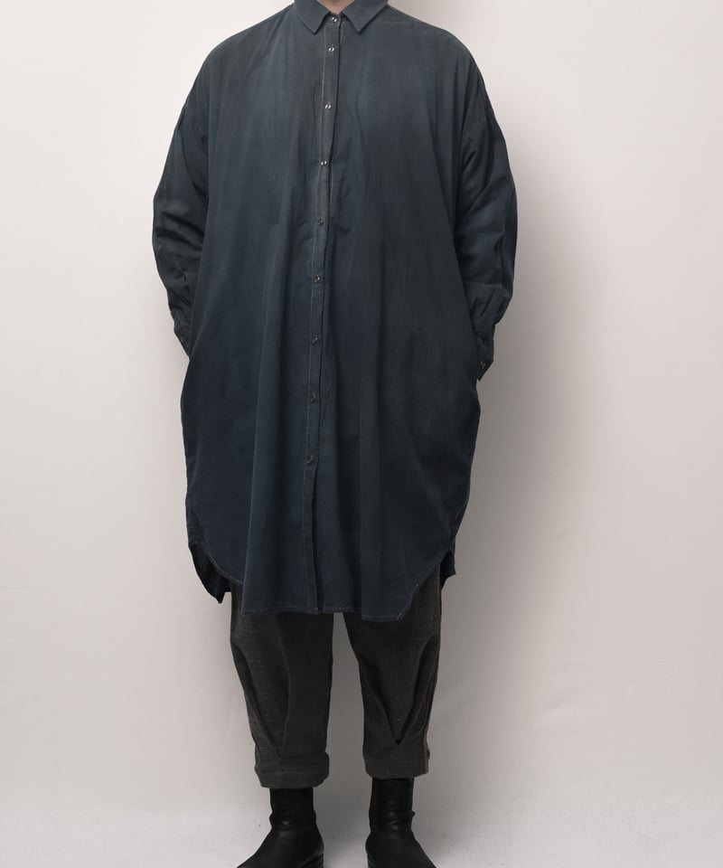 藍墨コットンロングドロップシャツ | I R O F U S I online shop 藍墨コットンロングドロップシャツ | I R O F U S I online shop