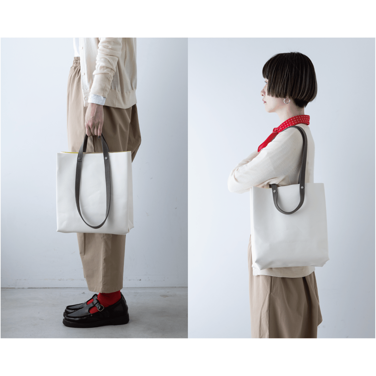 TWIST-SHOPPER Small #IVORY × LIME | .URUKUST