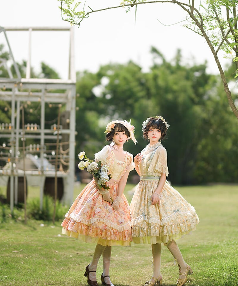 Lingxi 花囲いの窓辺 カントリー風 ロリィタ JSK+ブラウス Lingxi 花囲いの窓辺 カントリー風 ロリィタ JSK+ブラウス
