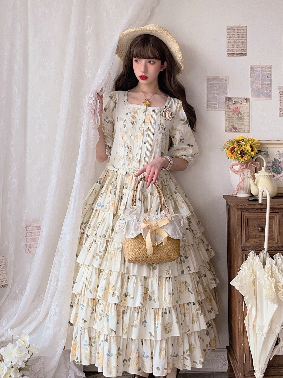 Fable Red Roof ローズガーデンの日々 ロリィタ ケーキフリル Fable Red Roof ローズガーデンの日々 ロリィタ ケーキフリル