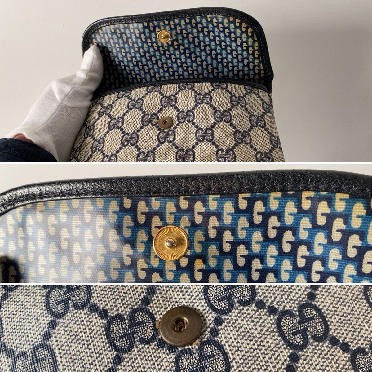 GUCCI オールドグッチ GG柄コーティングキャンバス フラップ付 GUCCI オールドグッチ GG柄コーティングキャンバス フラップ付
